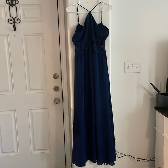 Gianni Bini | Dresses | Gianni Bini Navy Blue Maxi Dress With Lace Trim ...